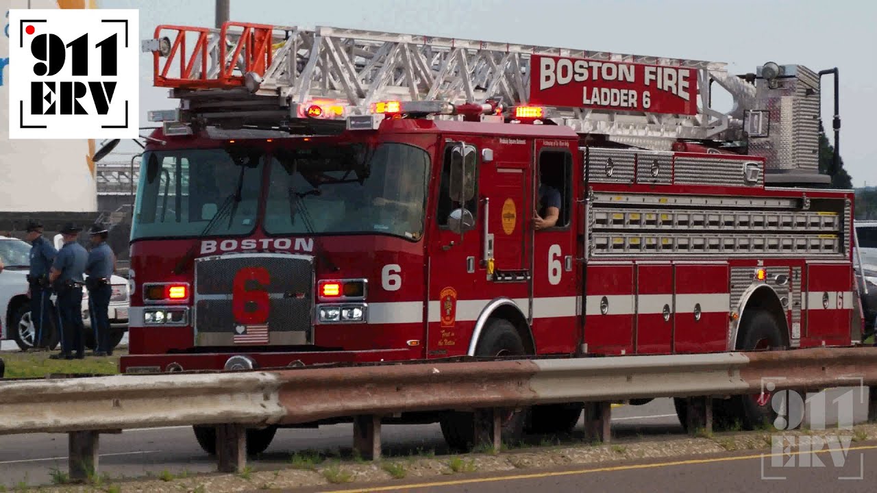 Boston Fire Ladder 6 Responding - YouTube