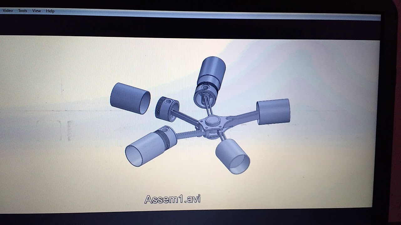 Radial engine mechanism by solid works - YouTube