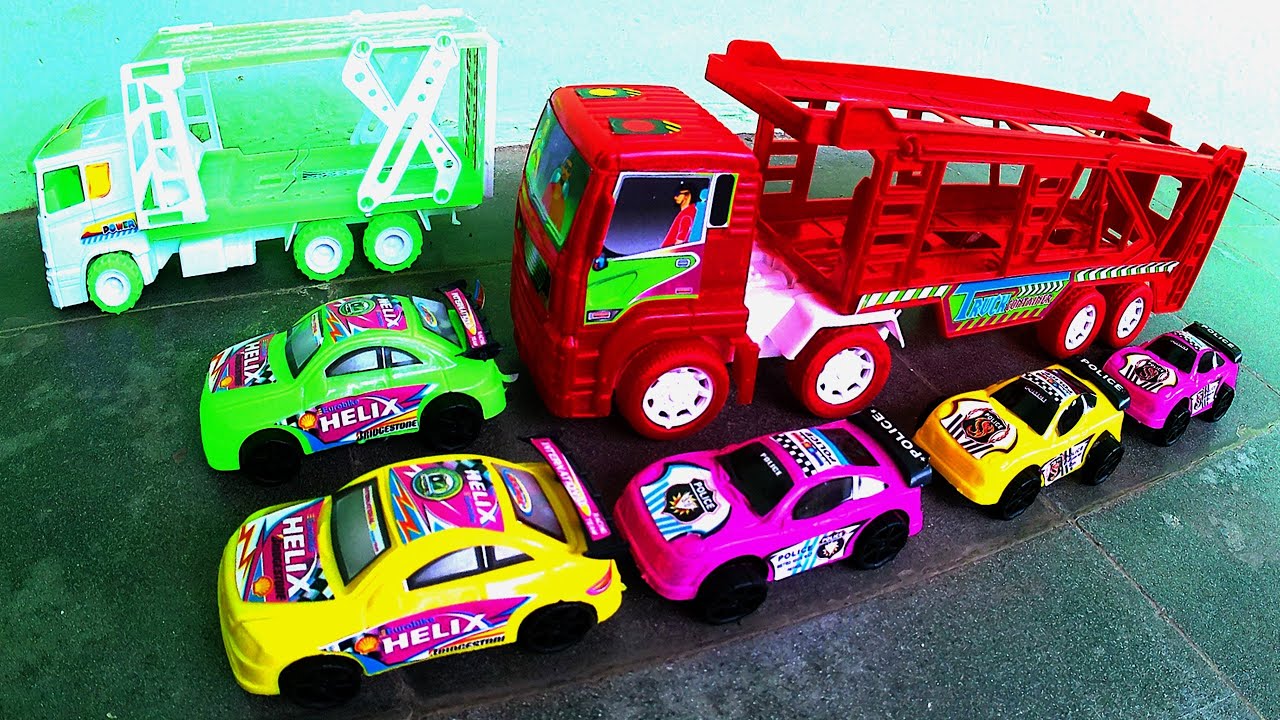 Unboxing Mainan Mobil-mobilan, Truk Kontainer dan Mobil Balap - YouTube