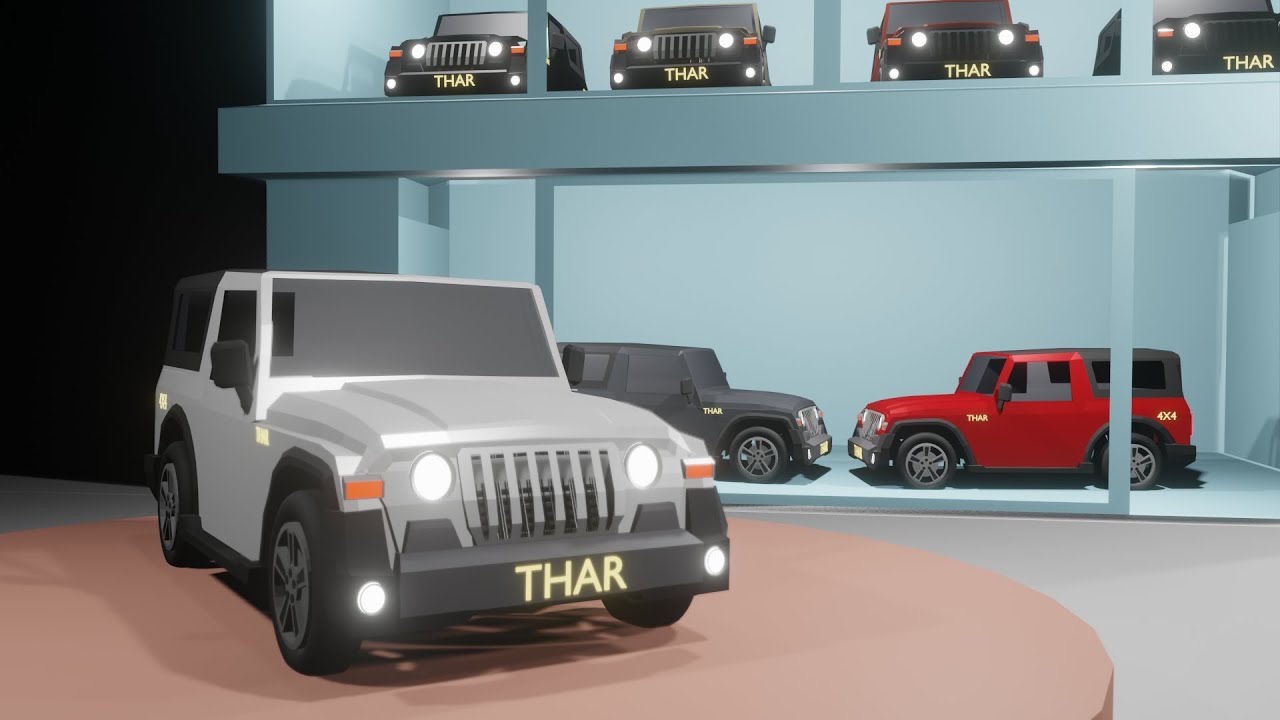 Mahindra Thar 3d View White Colour Mahindra Thar All Colour Animation ...