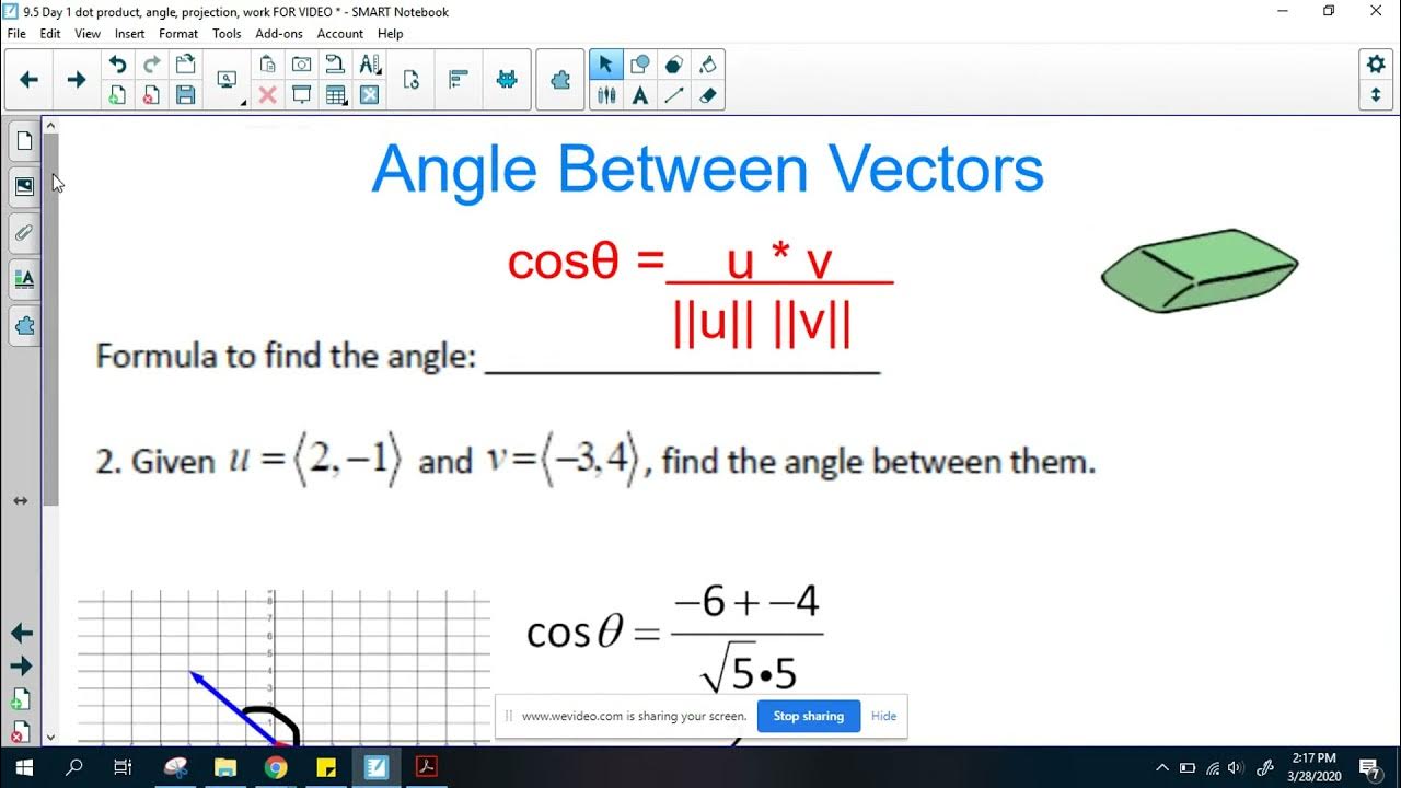 Dot Product & Angle Between 2 Vectors - YouTube