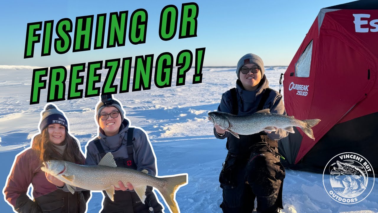Great Slave Lake Ice fishing! | Catch and keep lake trout! | -40C ...