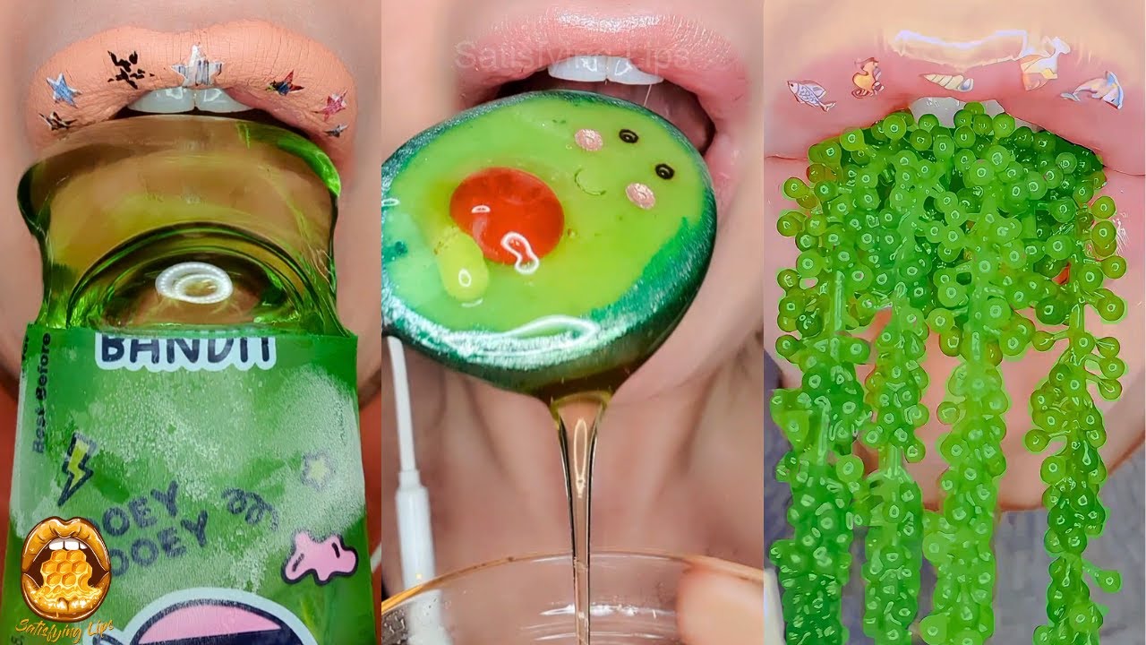 15 Minutes Satisfying ASMR Eating Green Food Compilation Mukbang 먹방 ...