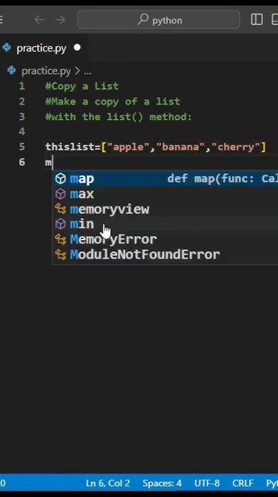 Copy A List Python Coding Programming Pythoncoding Youtube