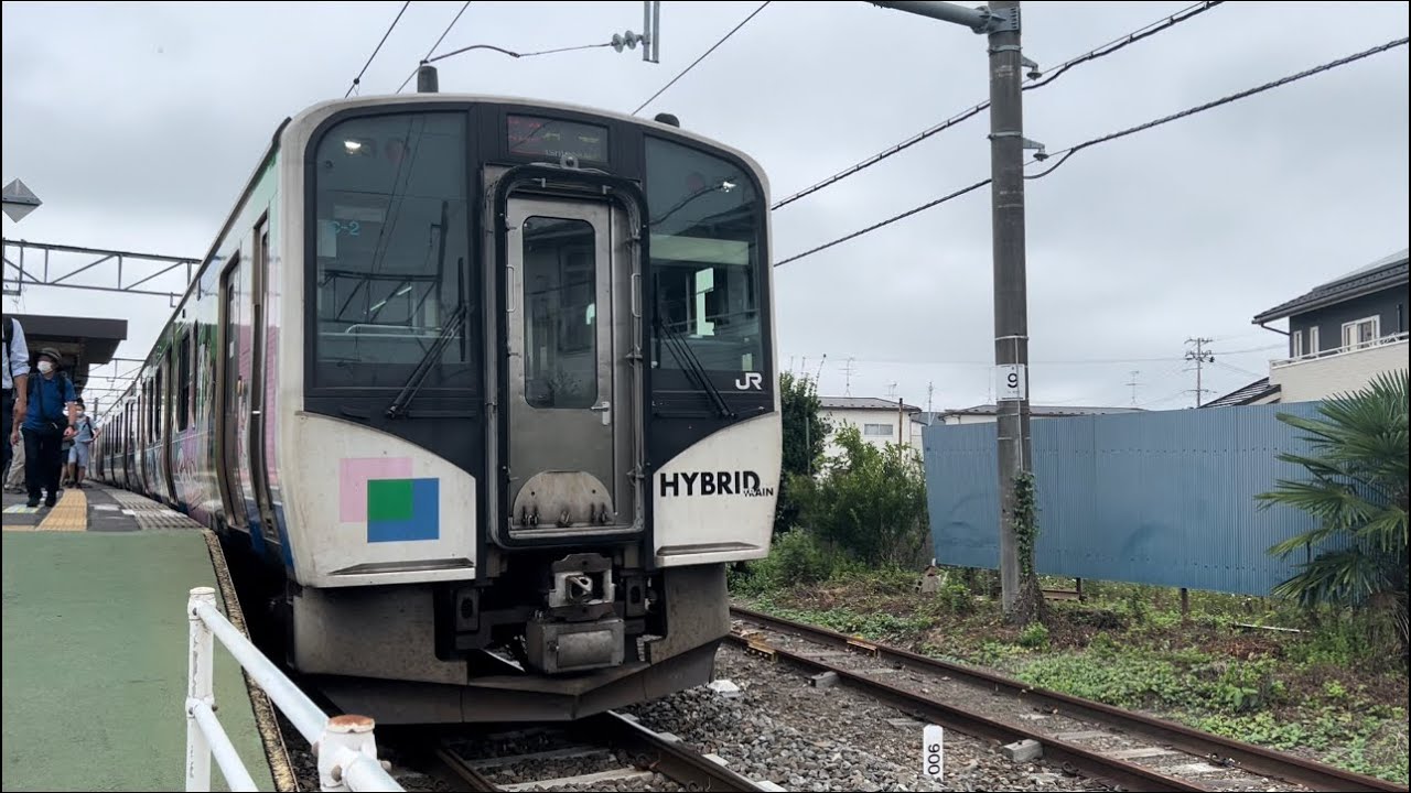 【2編成しかない編成がレア運用に！】仙石東北ライン HB-E210系C-2編成 マンガッタンライナー風編成 + HB-E210系C-1編成 マンガッタンライナー夢編成 特別快速 石巻行き 矢本 ...