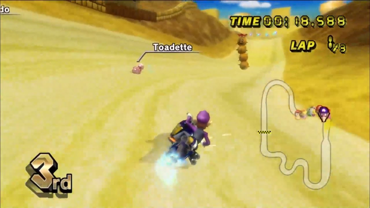 Mario Kart Wii - DS Desert Hills 150cc (Waluigi w/ Spear) - YouTube