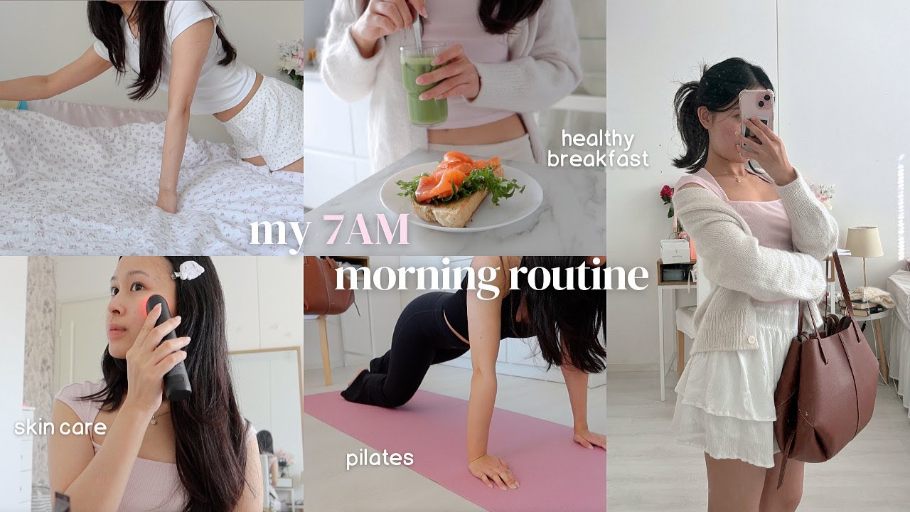 7am Productive Morning Routine Before Work π Home Pilates Korean Skin