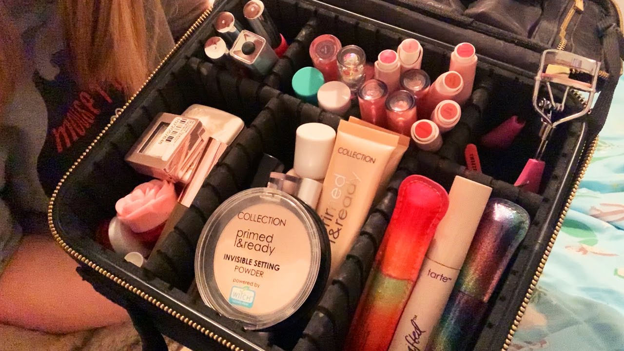 ASMR Makeup Collection Organising Part 1 (Whispered, Rummaging) - YouTube