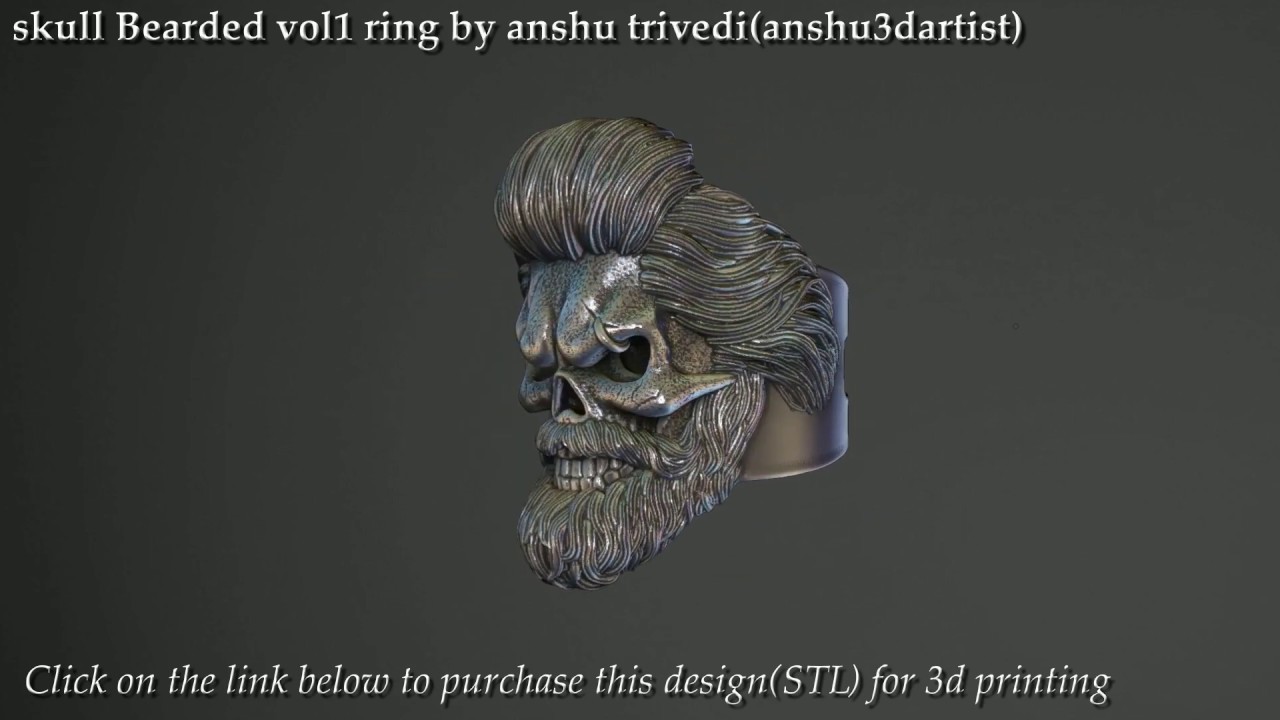 Skull bearded vol1 ring by anshu3dartist - YouTube