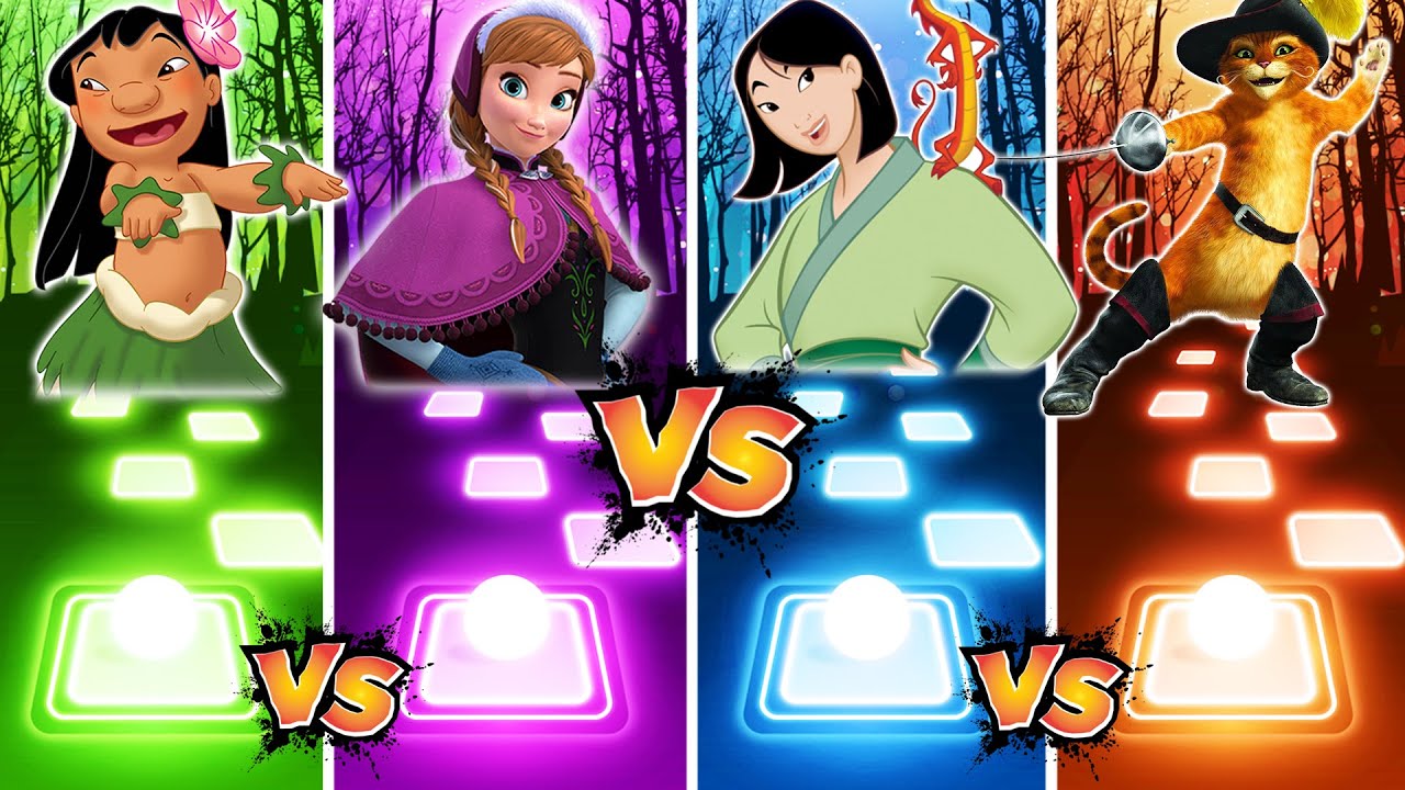 Lilo Vs Frozen Anna Vs Mulan Vs Puss In Boots - Tiles Hop! LOVE IS AN ...