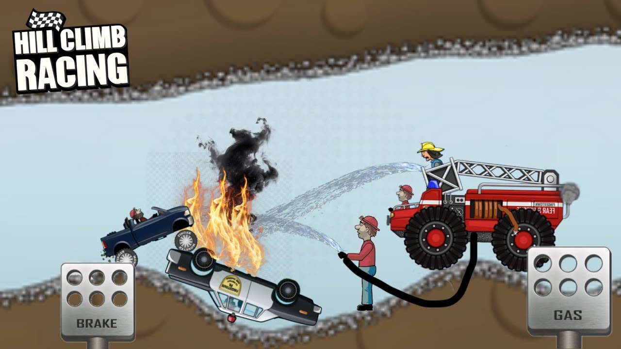 Hill Climb Racing - Fire Truck in Police Car Gameplay | Hill Climb ...