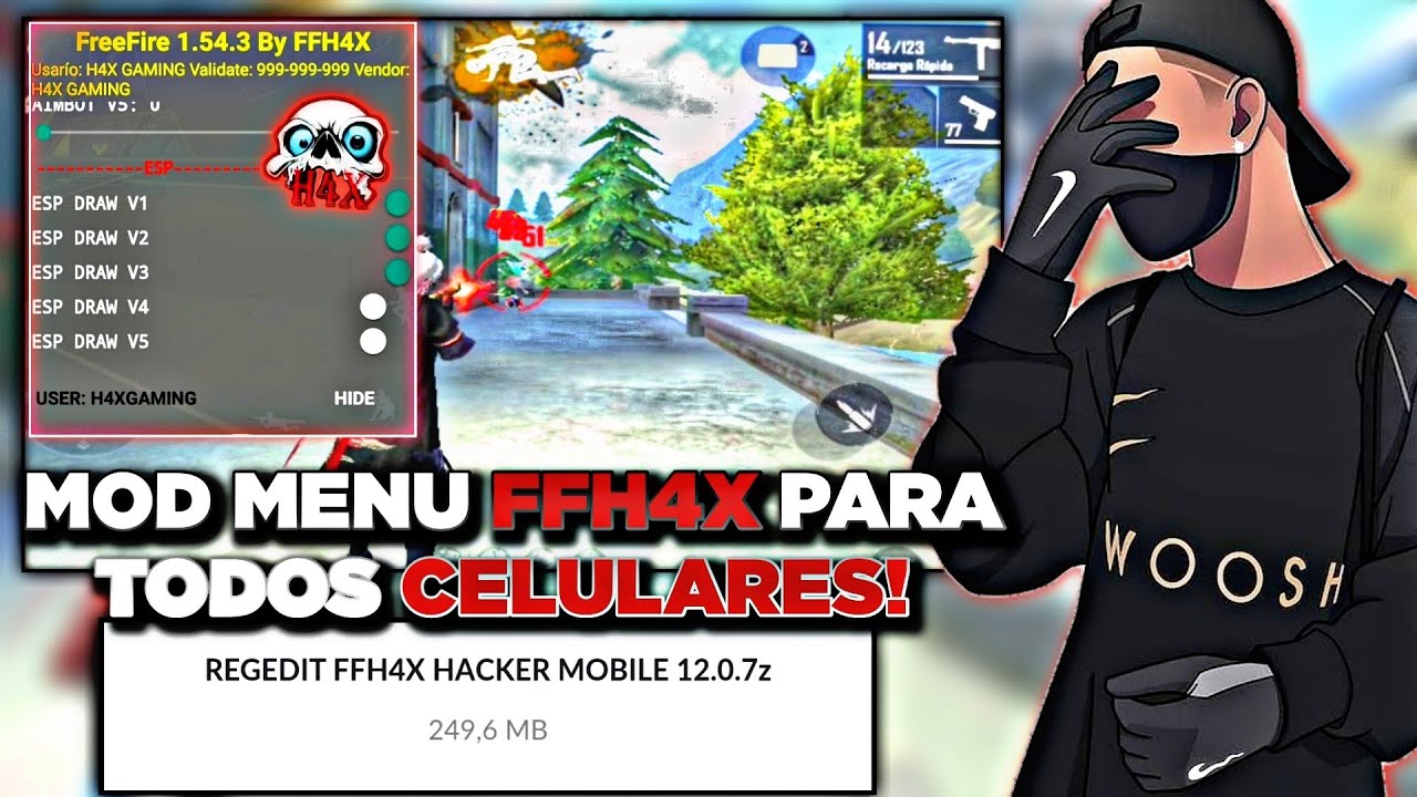 MOD MENU FFH4X ATUALIZADO!PARA TODOS CELULARES! 100% ANTE BAN! GRUDA NA ...