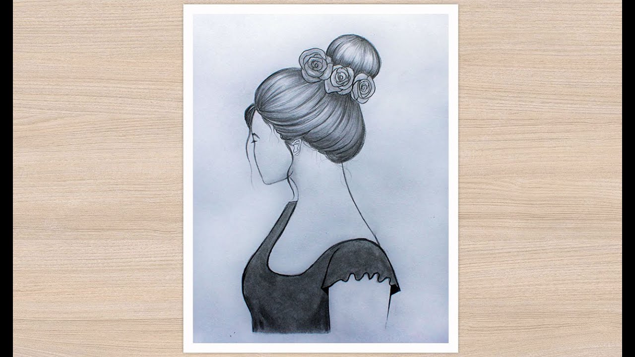 Easy Drawing II How to draw a girl with Messy Hair - YouTube