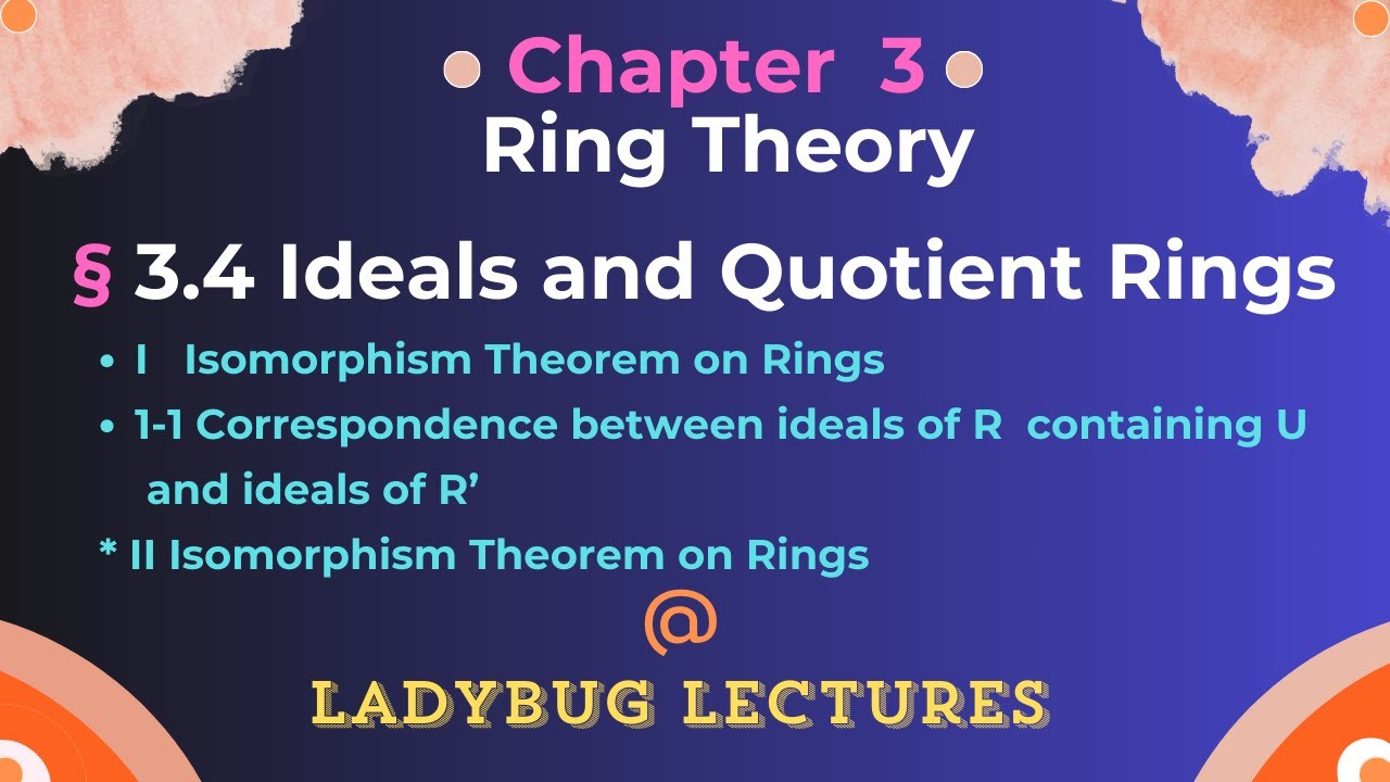 #RingTheory (Lec-5) |#3.4 I and II #isomorphism theorems on Ring | I.N ...