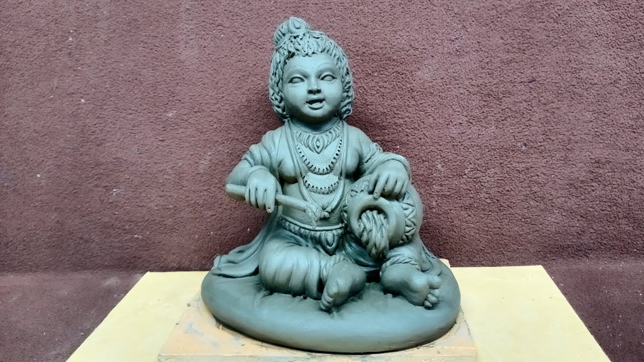 How To Make Lord Krishna At Home 2022 | Clay idol Modeling | Miniature ...