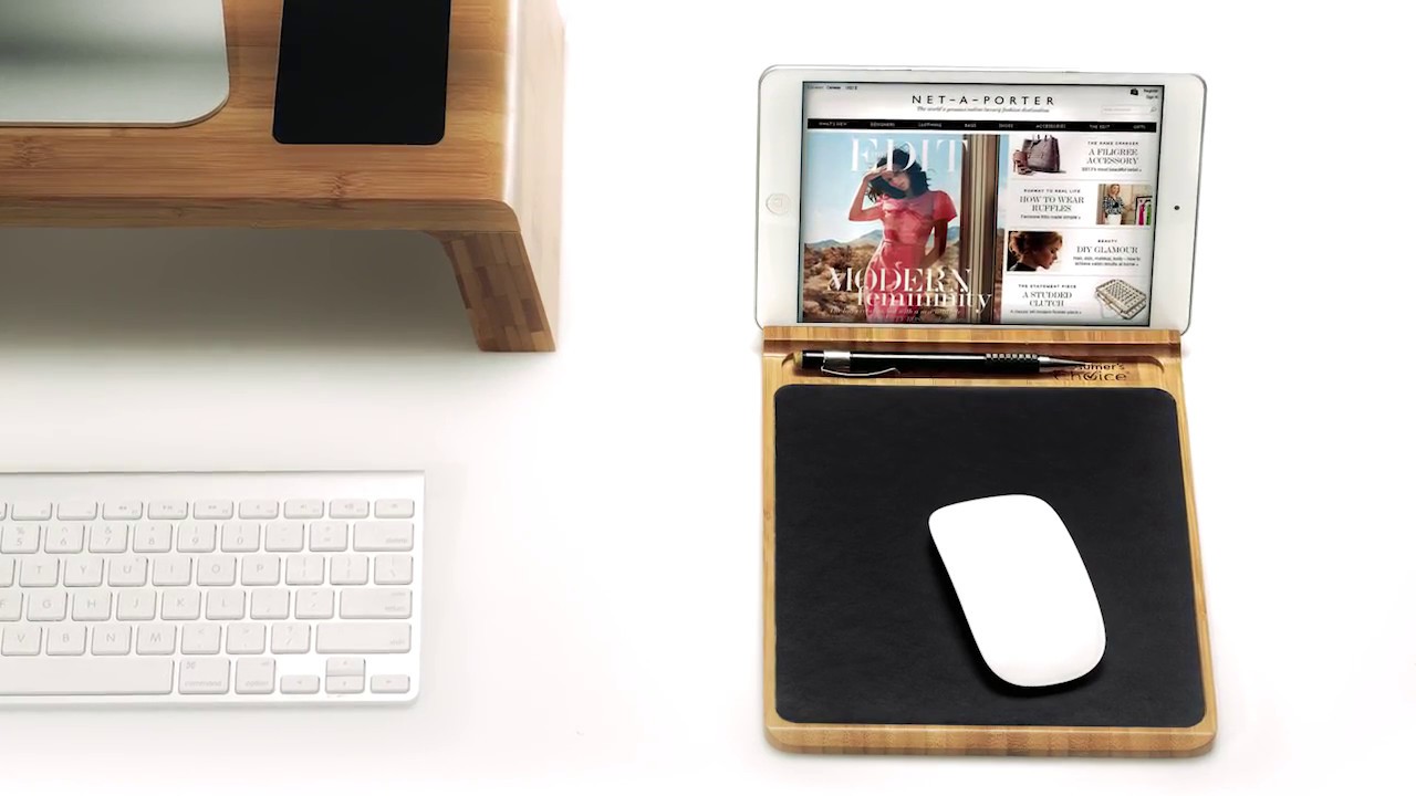Bamboo Mouse Pad with Tablet/Smartphone Stand - YouTube
