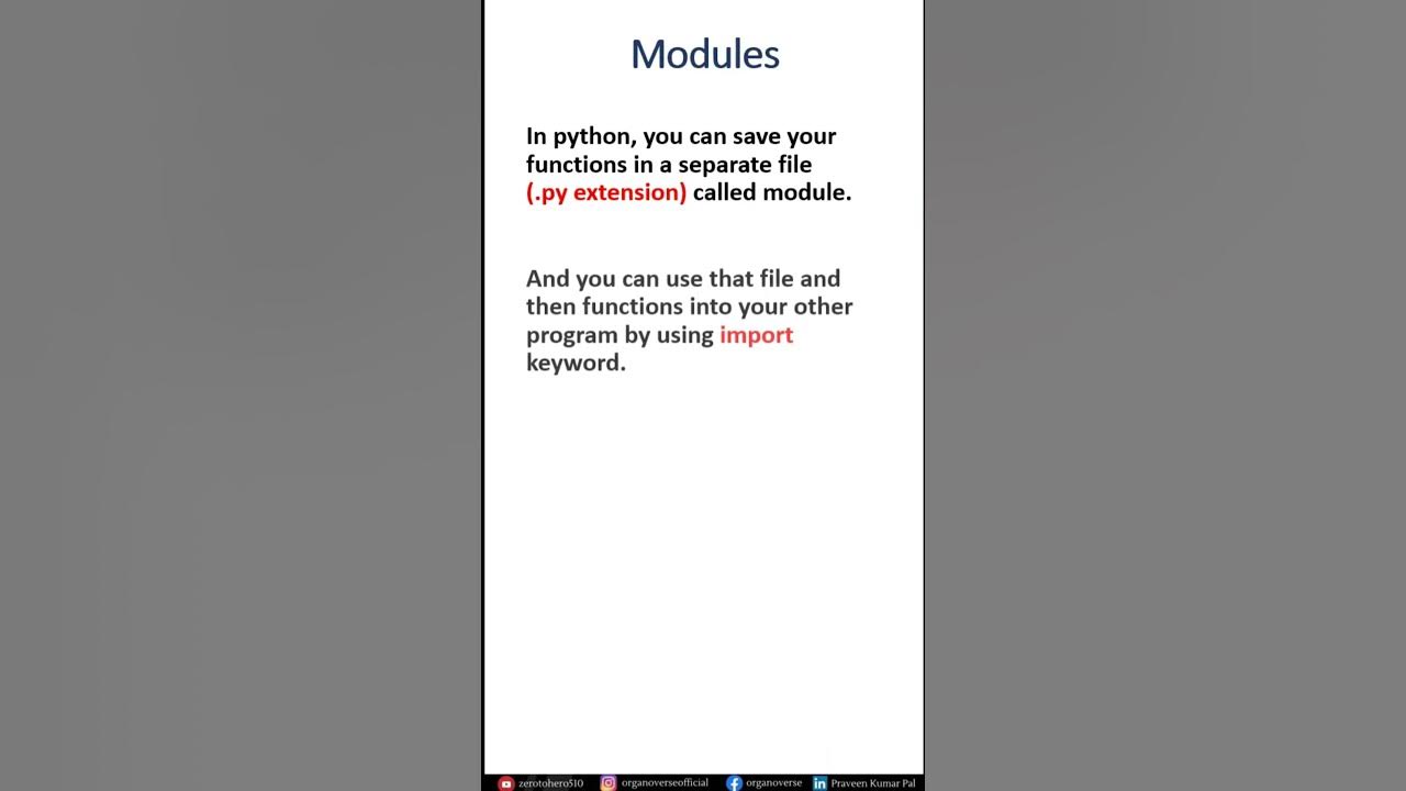 126 Modules And Importing The Modules Part 1 Python Tutorial Praveen Kumar1 Youtube