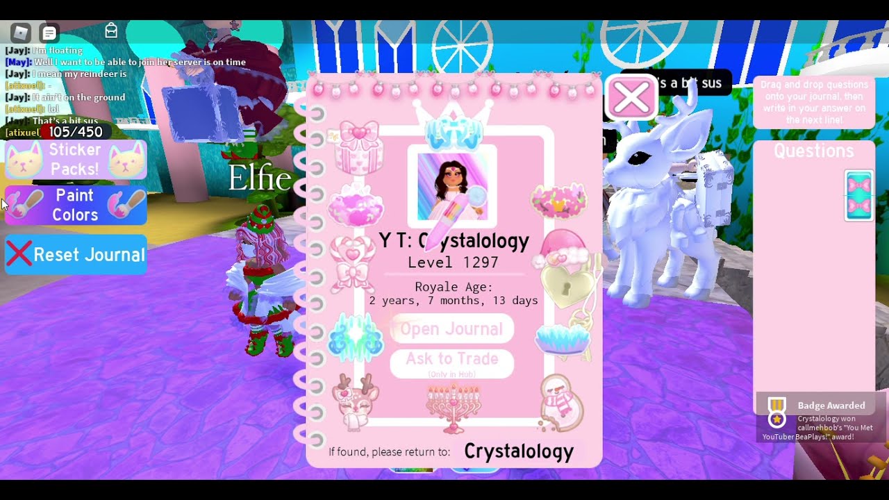 I MET YOUTUBER BEAPLAYS AND GOT HER BADGE!! | Roblox Royale High - YouTube