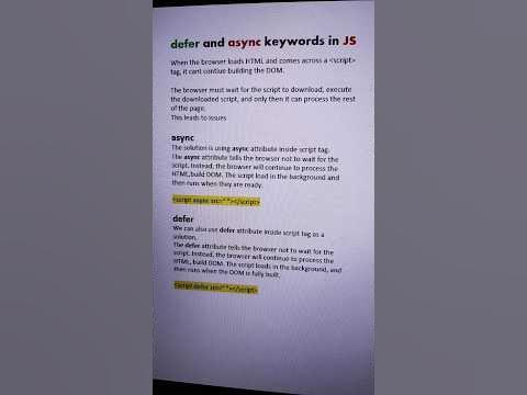 async & defer keywords in js script tag - YouTube