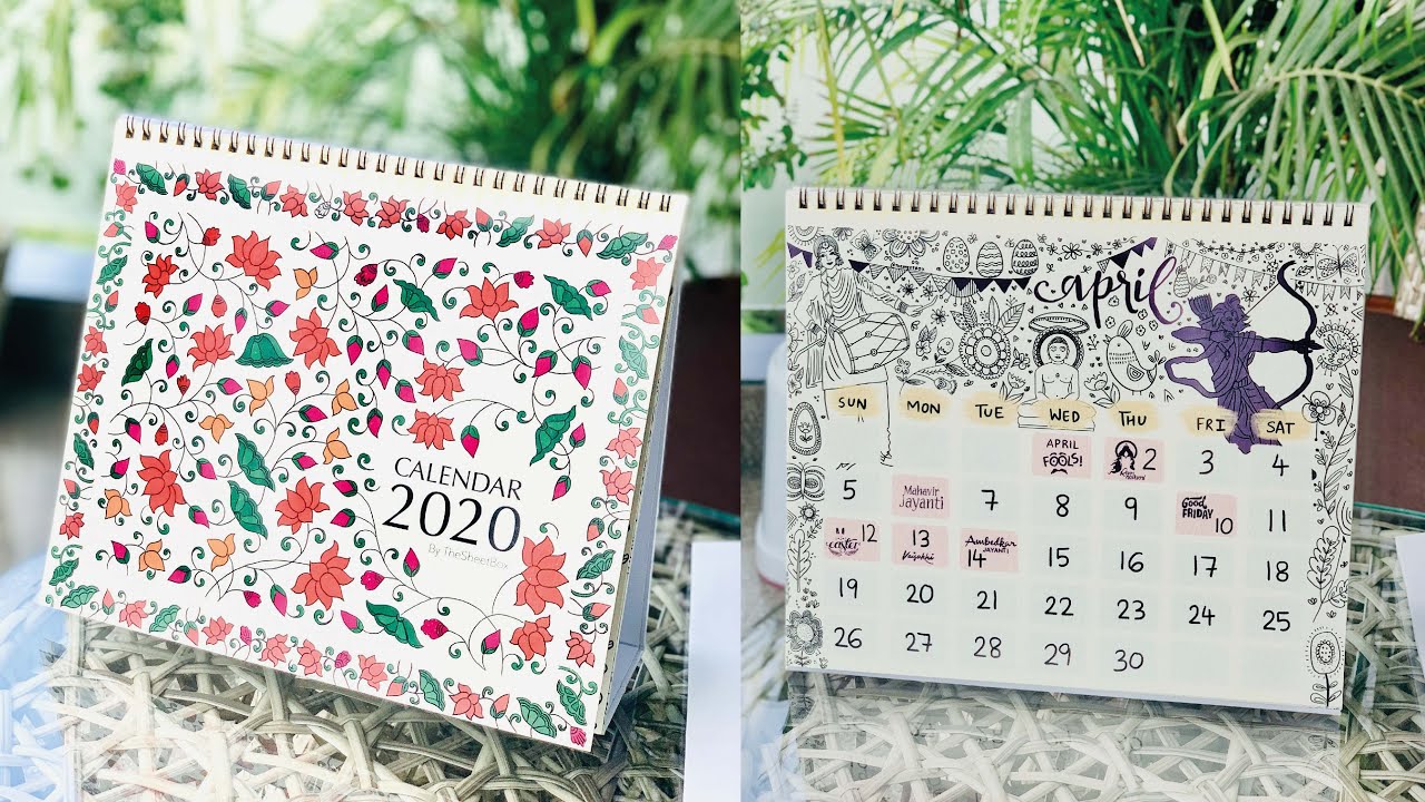 Hand Illustrated Calendar 2020 with festivals - YouTube