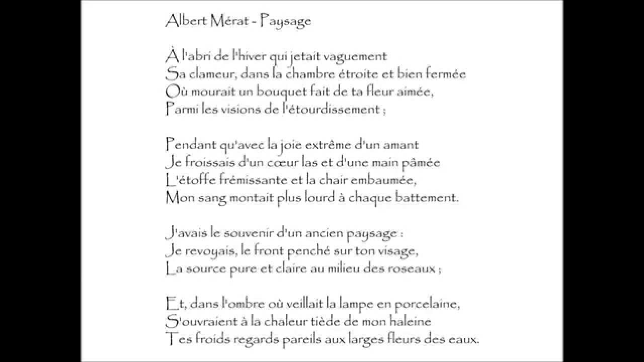 Mérat (Albert) : PAYSAGE - À l'abri de l'hiver qui jetait vaguement ...