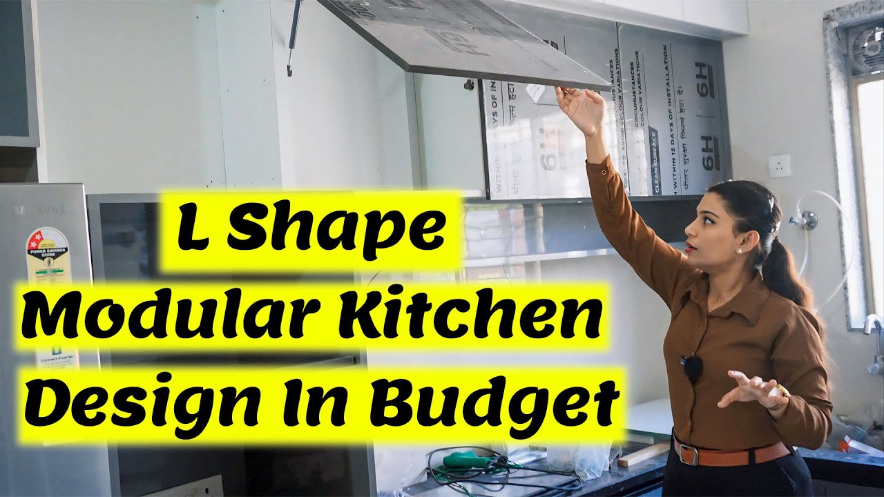 L Shape Modular Kitchen Design In Budget | SS Kitchen Trolley Removable ...