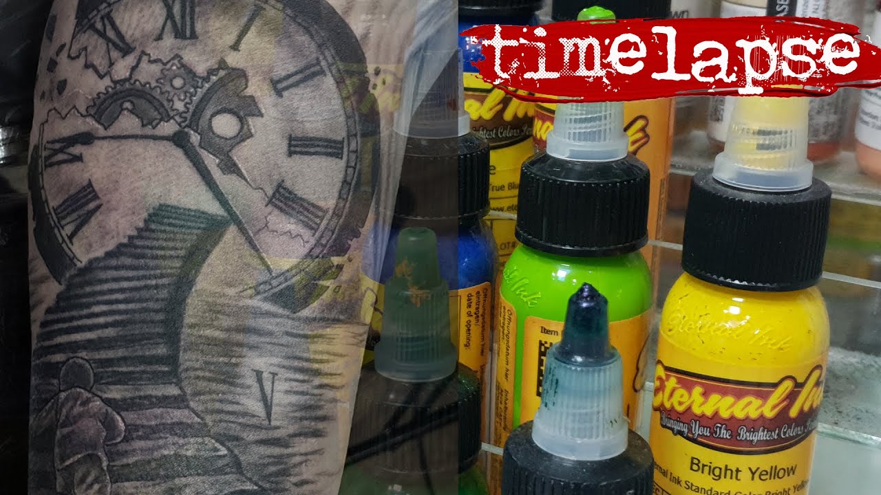 17# Stairs Clock Tattoo / time lapse / Tetovaza - YouTube