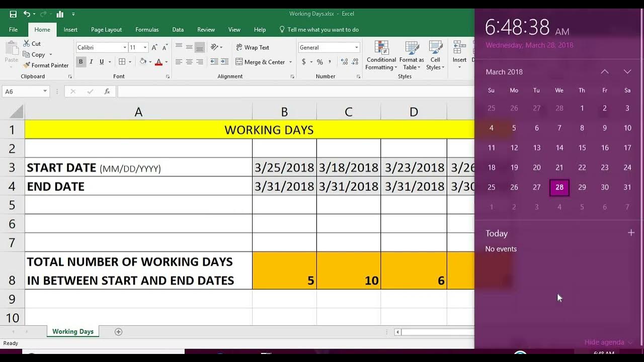 Excel : How to find Net working days - Usage of function NETWORKDAYS ...