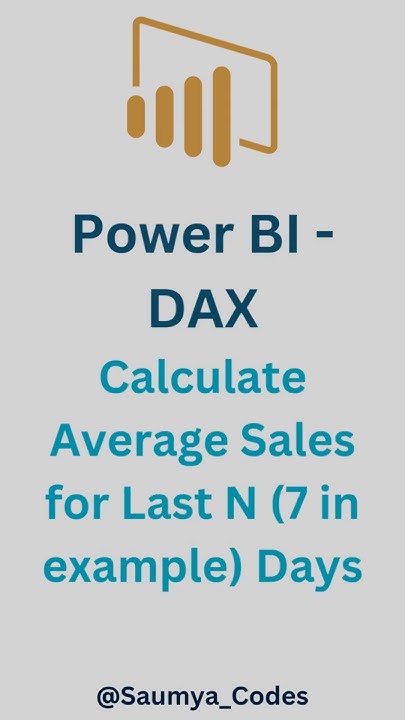 Power BI DAX - Calculate Average Sales of Last N Days - YouTube