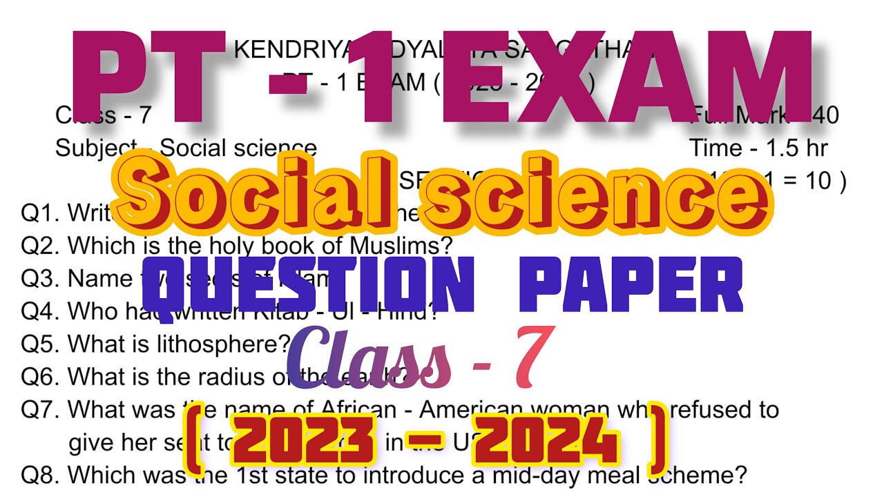 Class 7 Social Science PT 1 Exam Question Paper 2023 2024 Class 7 Social Science PT 1 Exam Question Paper 2023 2024