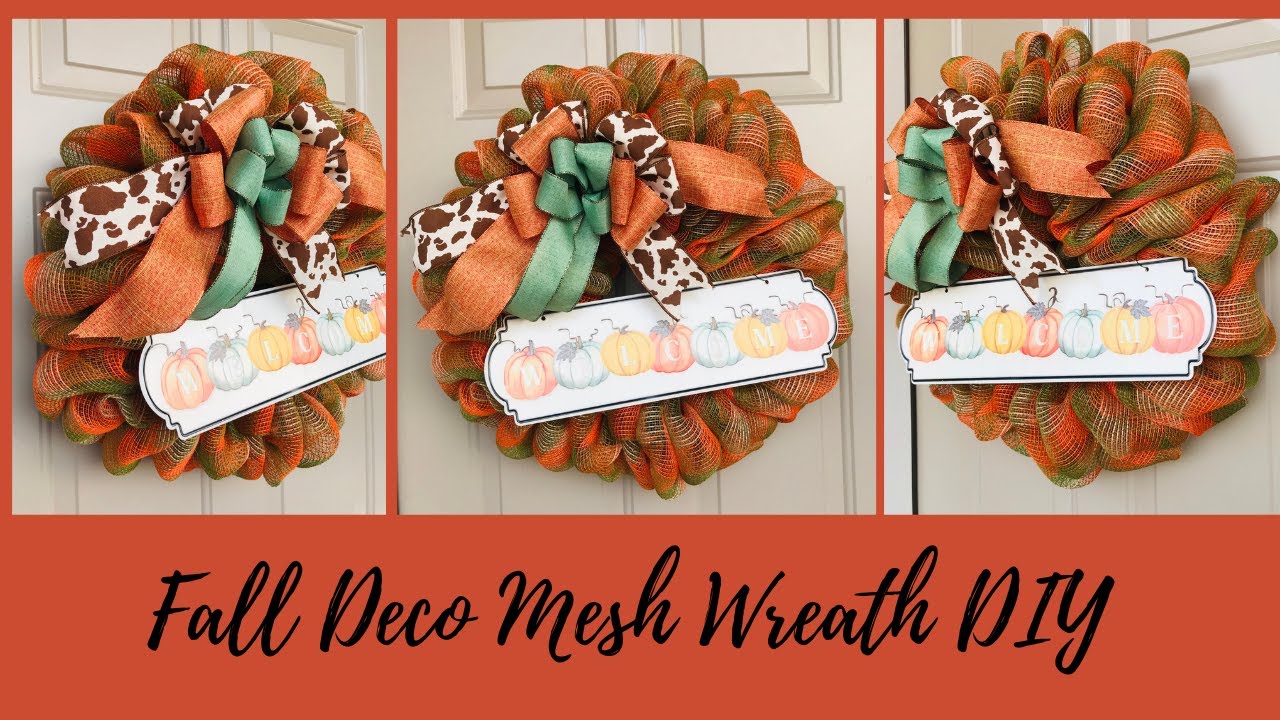 FALL 🍂 DECO MESH WREATH DIY 🍂 USING 1 ROLL OF MESH 🧡 BUBBLE METHOD 🧡 ...