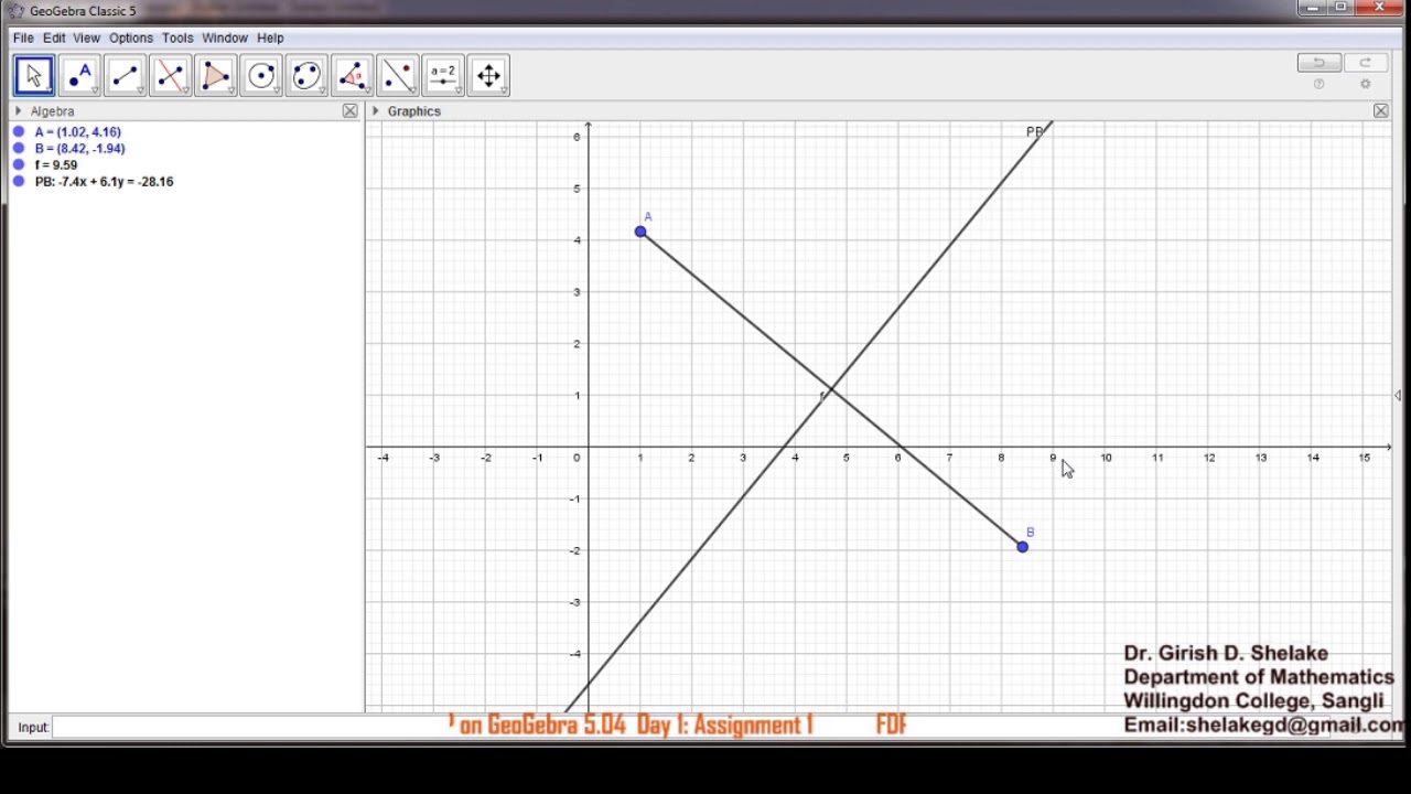 GeoGebra 5.04: Day1 Assignment 1 - YouTube