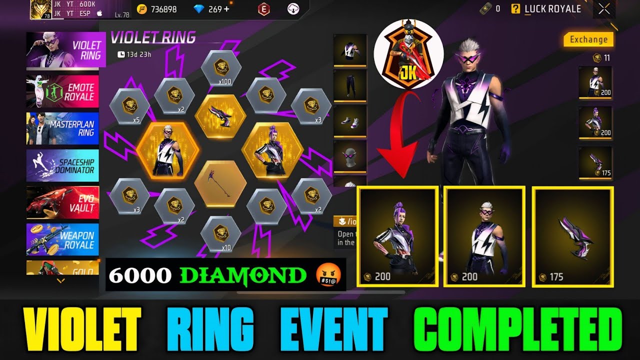 VIOLET RING EVENT GOT 🤯 || FREE FIRE RING EVENT TODAY 💥 || RING EVENT ...