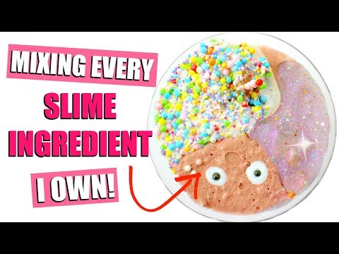MIXING EVERY SINGLE SLIME INGREDIENT (CHALLENGE) - Making a GIANT SLIME DIY😋