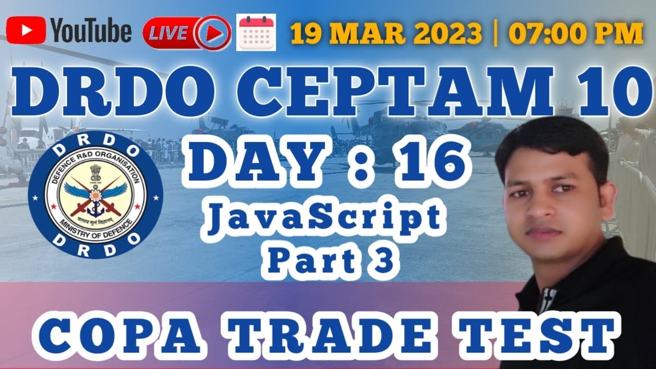 DRDO COPA Skill Test | JavaScript | Class 3 | Day 16 - YouTube