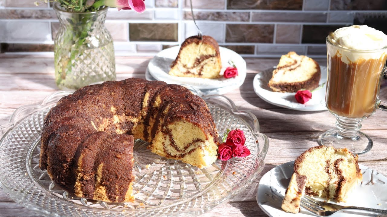 Triple Layer Bundt Cake with Walnuts and Chocolate Syrup - YouTube