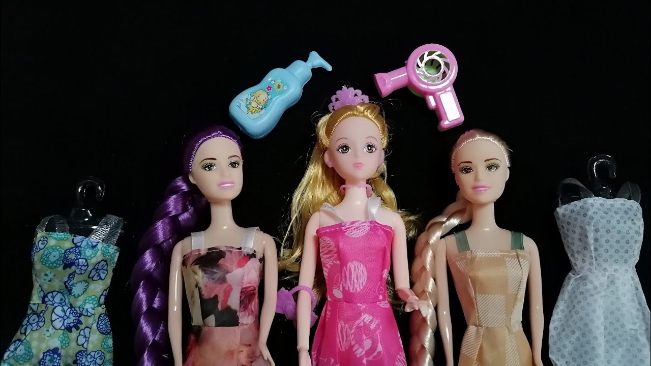 Satisfying with unboxing cute Barbie dolls/ Barbie Changing Clothes ...
