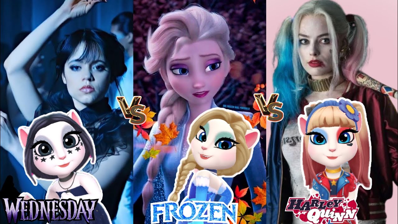 Wednesday Addams 🖤♥️ Harley Quinn💙♥️ #frozen queen elsa 💙🥶 # ...