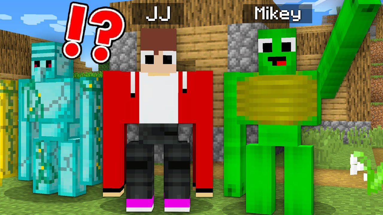 What if Mikey & JJ Became Golems in Minecraft Baby JJ and Mikey challenge (Maizen Mazien Mizen ...