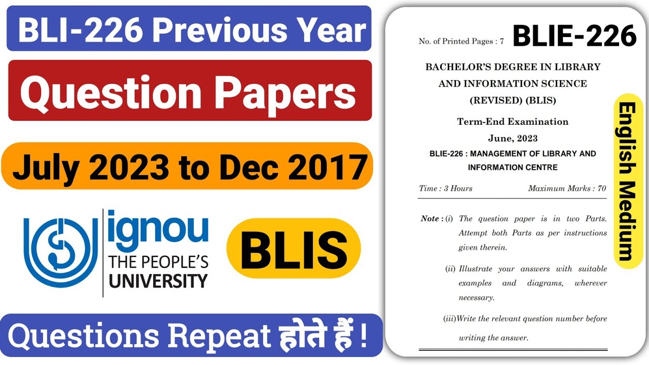 BLIE 226 Previous Year Question Papers || bli-226 previous session ...