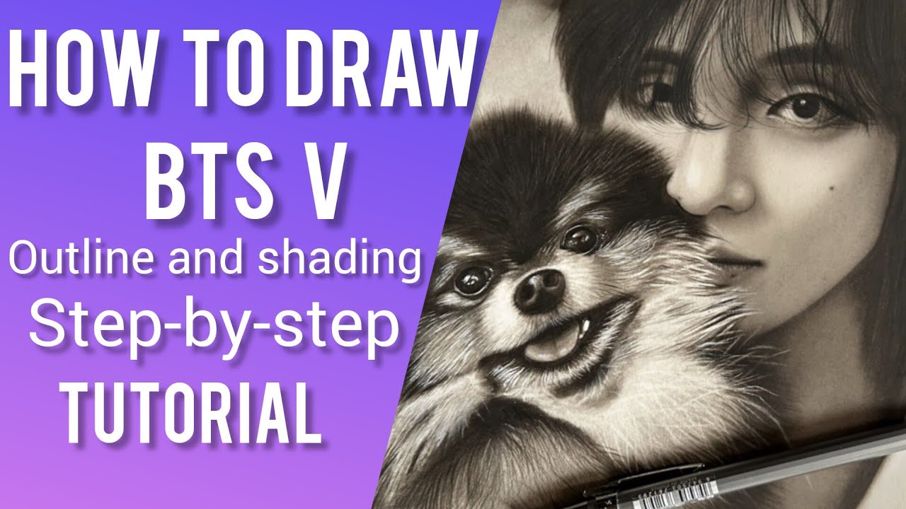 Bts V Drawing Outline and Shading Tutorial Step by step easy |김태형 그림 ...