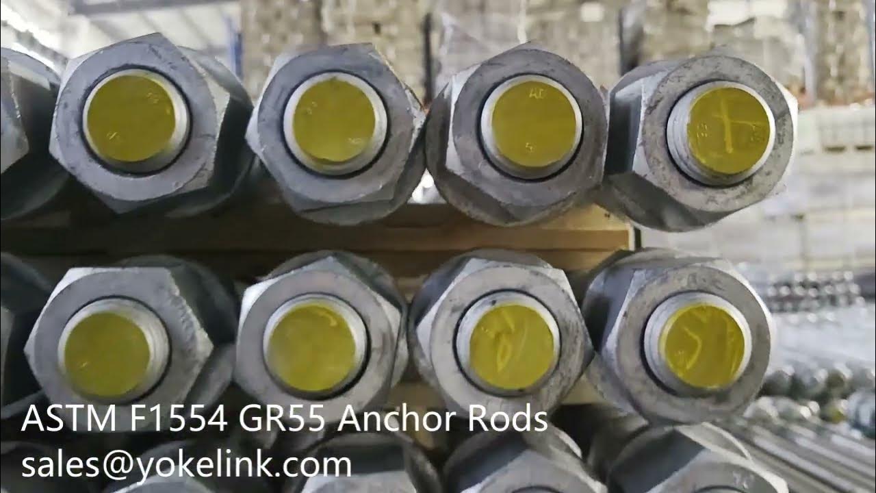 ASTM F1554 Grade 55 ANCHOR Rod Double End Threaded Bolt With Heavy Hex Nut - YouTube