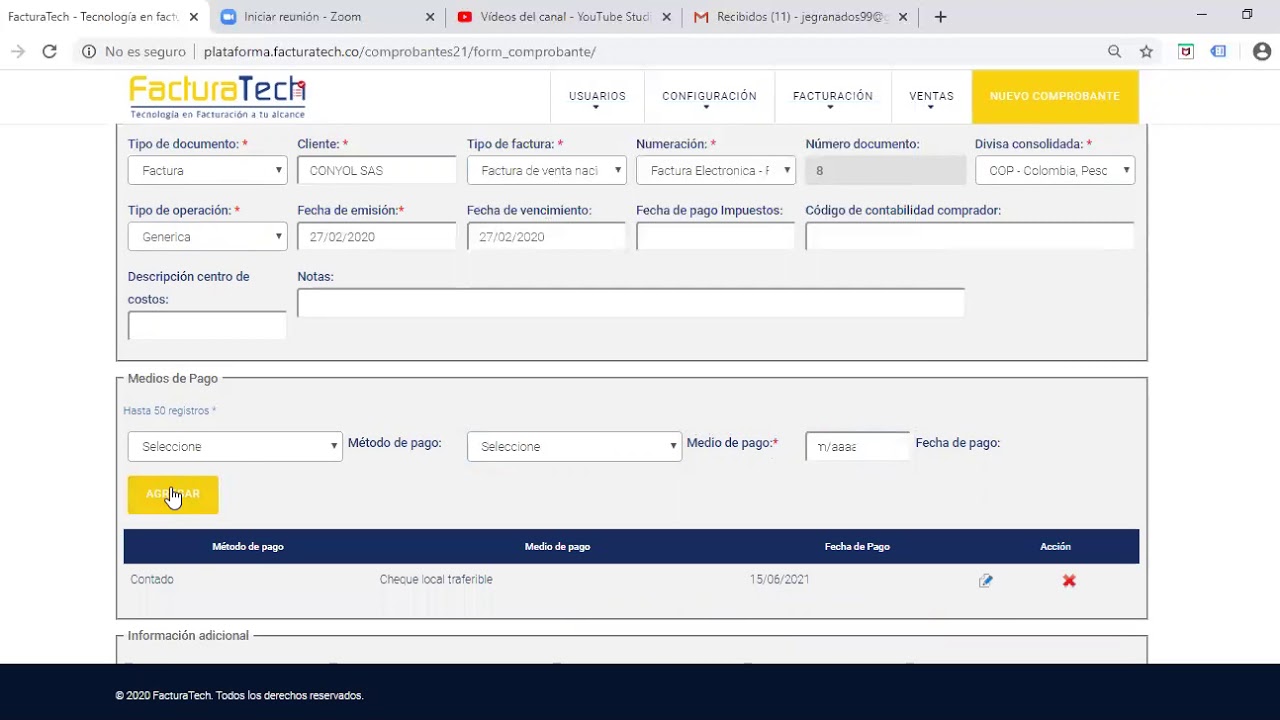 15. Cómo realizar una Factura en la solución de Facturatech - YouTube