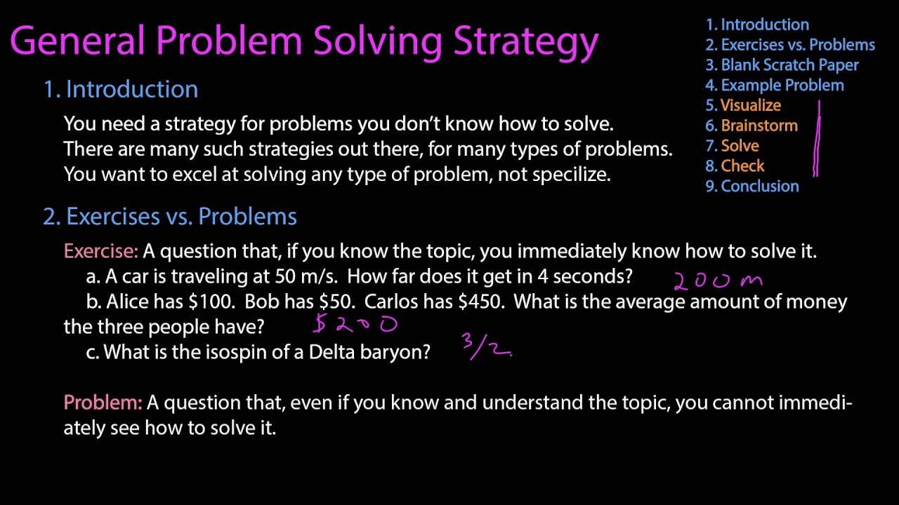 General Problem Solving Strategy Introduction YouTube General Problem Solving Strategy Introduction YouTube