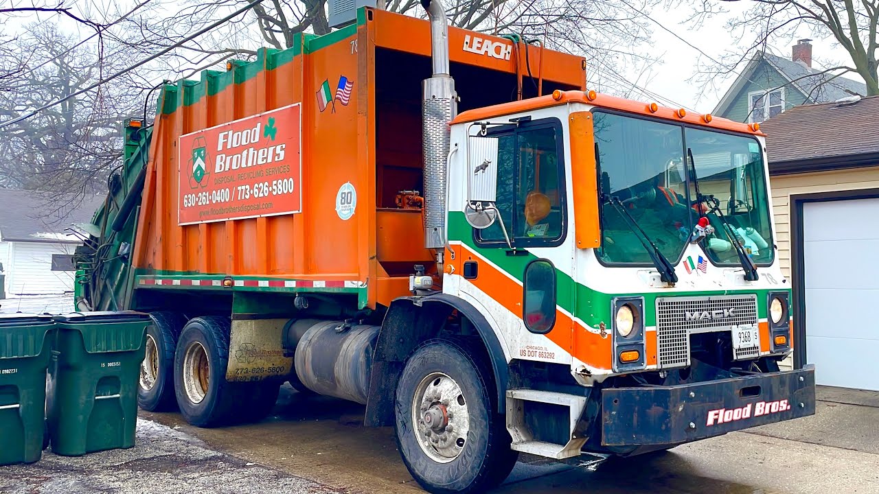 Flood Brothers Mack MR Leach Rear Loader Garbage Truck - YouTube