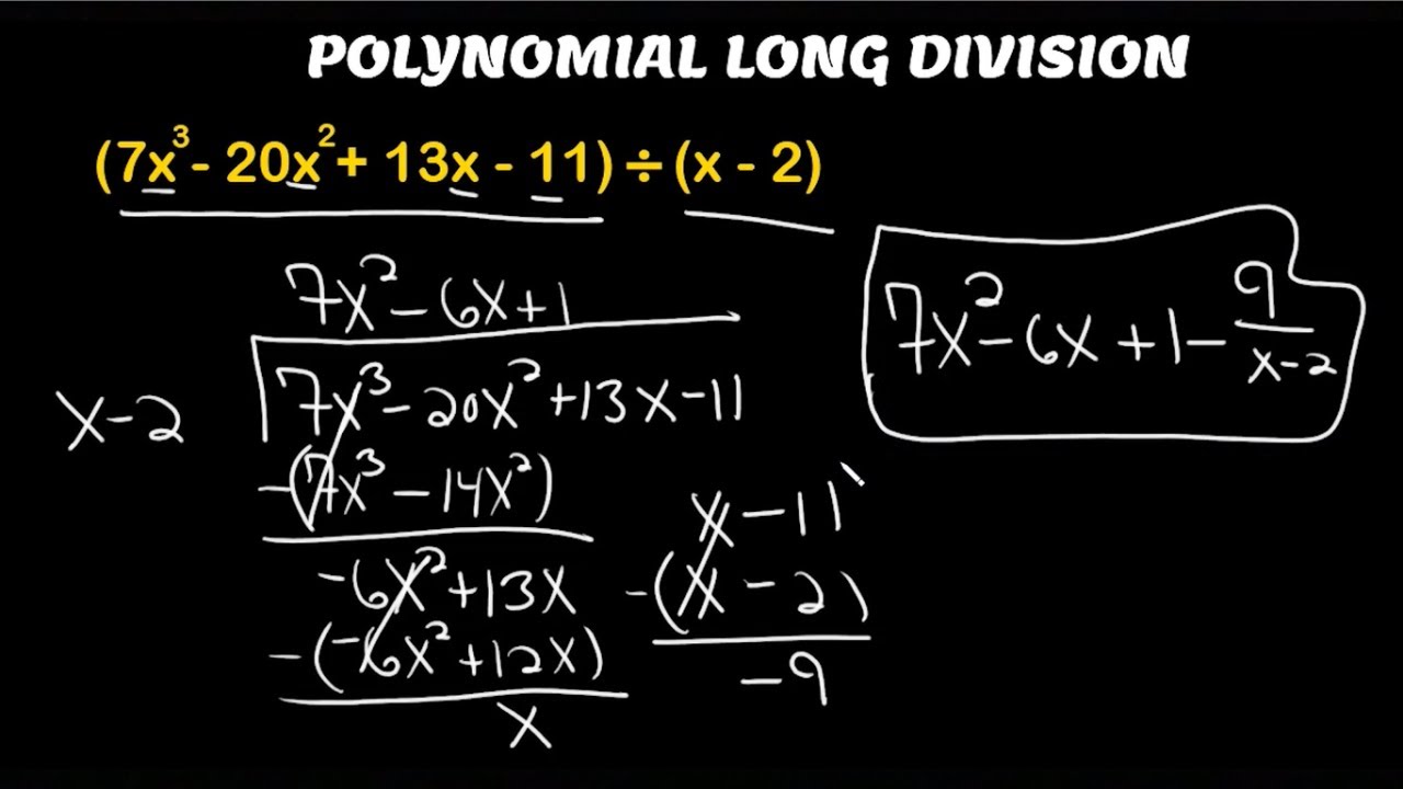 Polynomial Long Division - Algebra - Explanation With Examples - YouTube