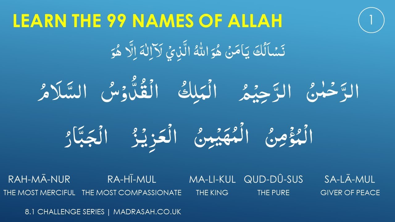 Learn the 99 Names of Allah - Asmaul Husna - Group Translation ...