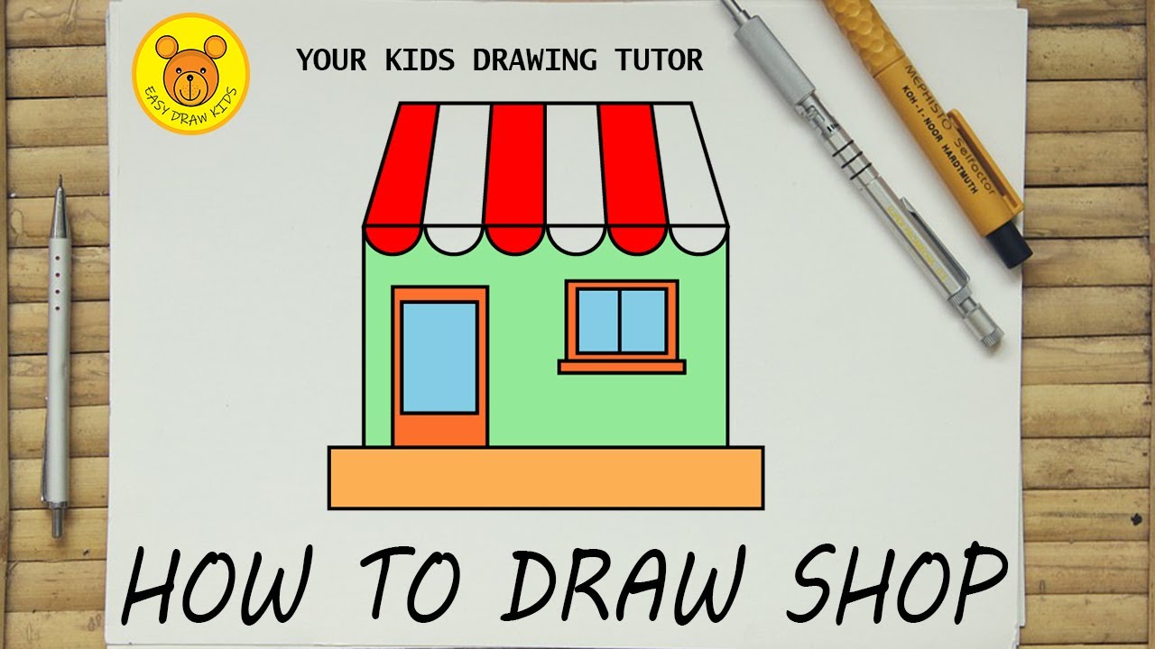 How to draw Shop | Kids Easy Draw | Shop drawing for kids - YouTube