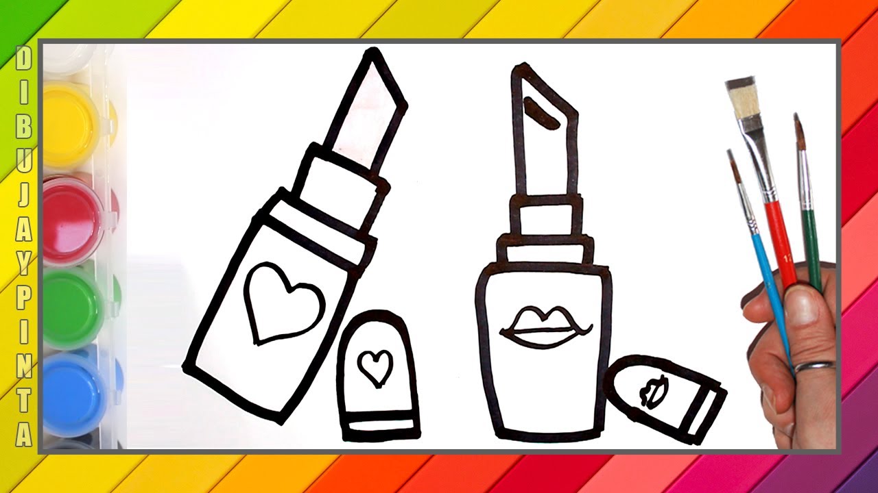 Dibuja y Colorea PINTALABIOS PURPURINA GLITTER 💄🌈 Dibujos Para Niños 🌈 ...