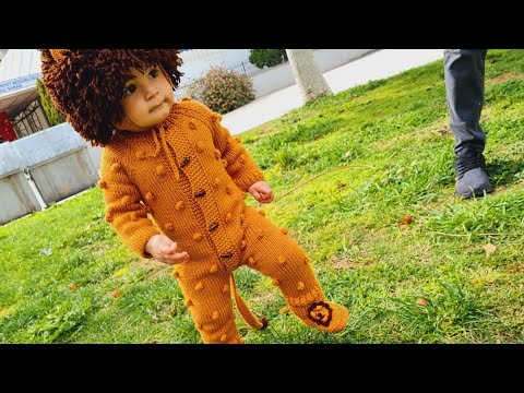Ponpon Örgü Tulum 2.Part Aslan Bebek Kostümü (#bonibon #fıstık modeli) #lioncostume